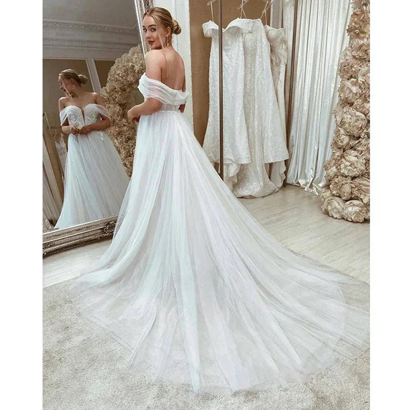 Vestidos de novia bohemios sin mangas con hombros descubiertos para mu ...