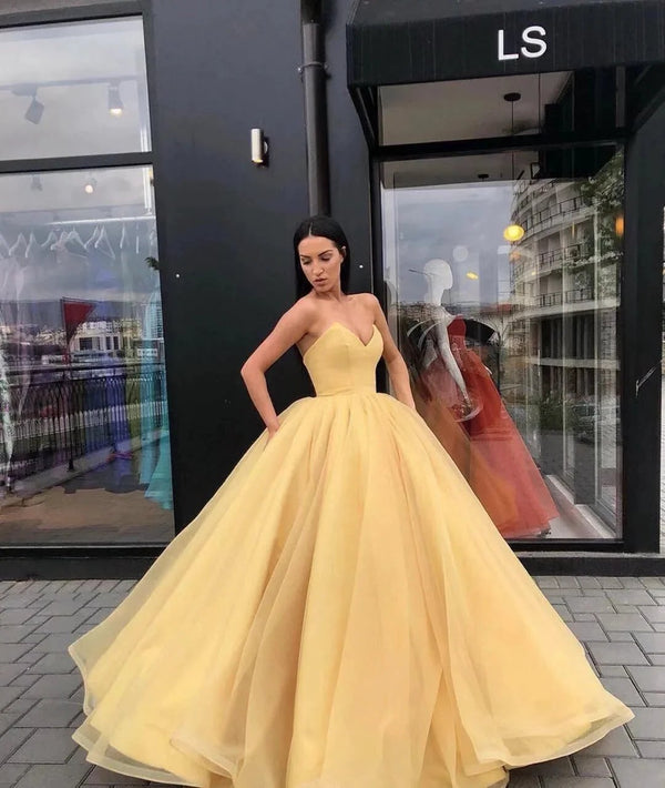 Modest Long Ball Gown Sweetheart Tulle Formal Prom Dress – ZAPDRESS